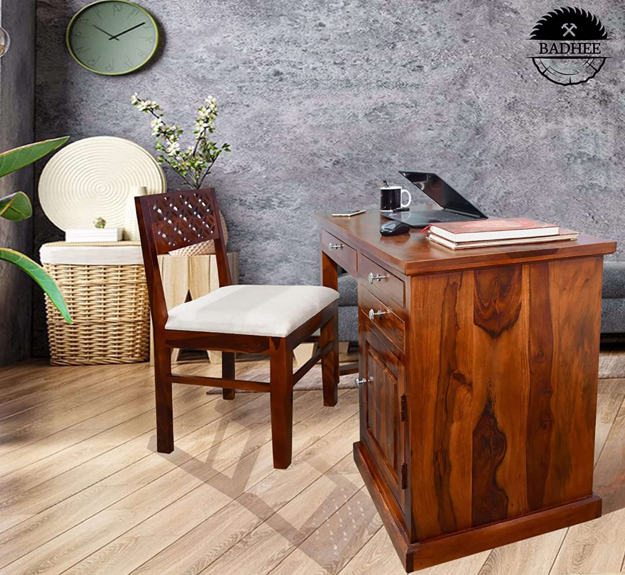 Wooden Point Sheesham Wood Study Table for Bedroom with 2 Drawer,1 ...